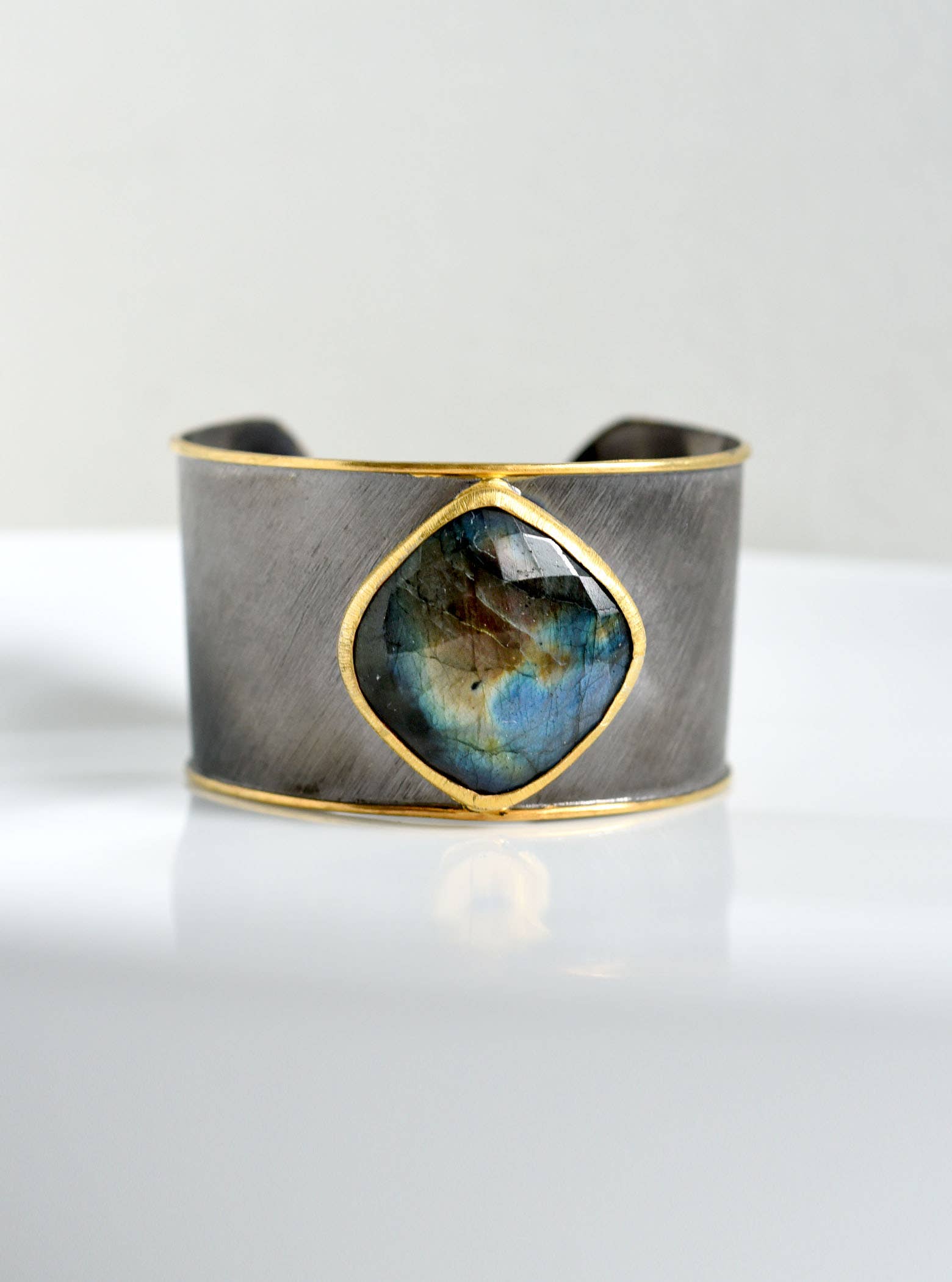 Adjustable Two Tone Stone Cuff Bangle – Beech Tree Jewelry LLC