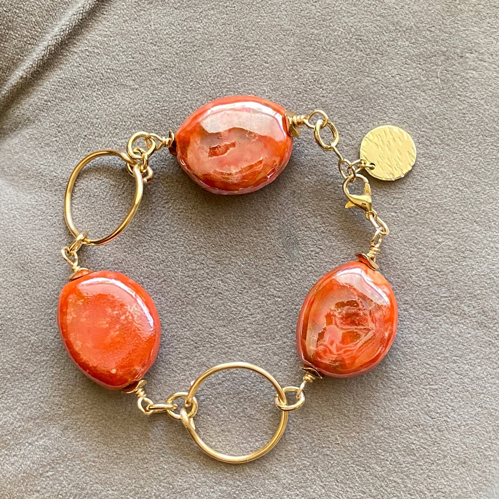 Red Porcelain Stone Link Bracelet – Beech Tree Jewelry LLC