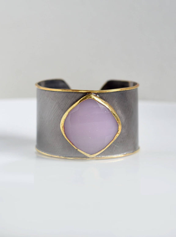 Adjustable Two Tone Stone Cuff Bangle – Beech Tree Jewelry LLC